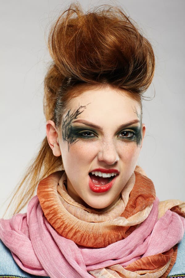 Glam punk girl stock photo. Image of jeans, haircut, fashion - 15410078