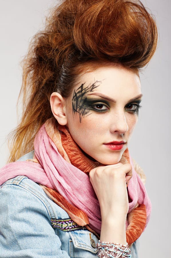 Glam punk girl stock photo. Image of model, beauty, hairstyle - 17052442