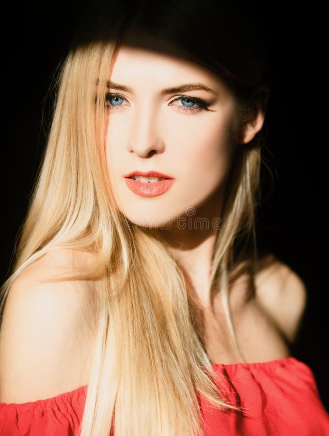 Glamor Woman Portrait Dark Beautiful Face Female Isolated On Black
