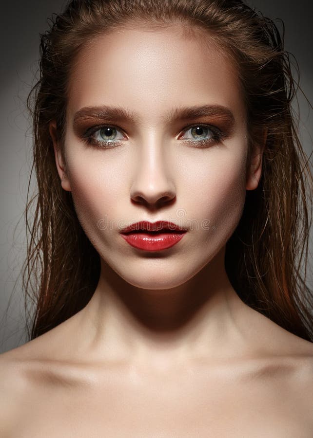 Glamor Woman Dark Face Portrait Beautiful Female On Black Background