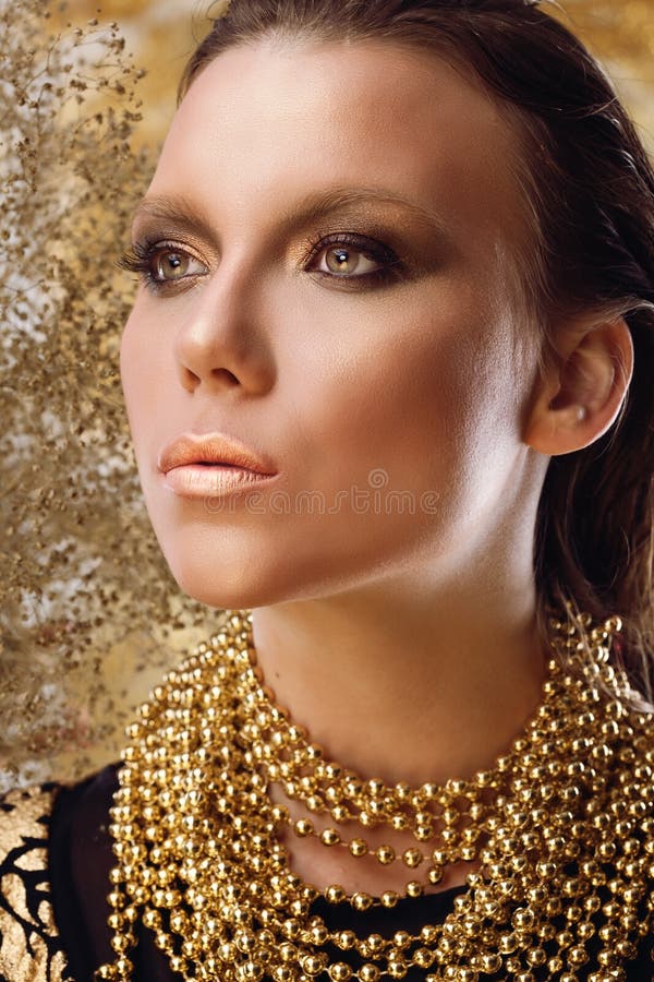 Glamor Golden Make-up stock image. Image of luxury, beautiful - 65590465