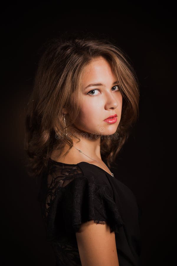 Glamor Woman Dark Face Portrait Beautiful Female Isolated On Black