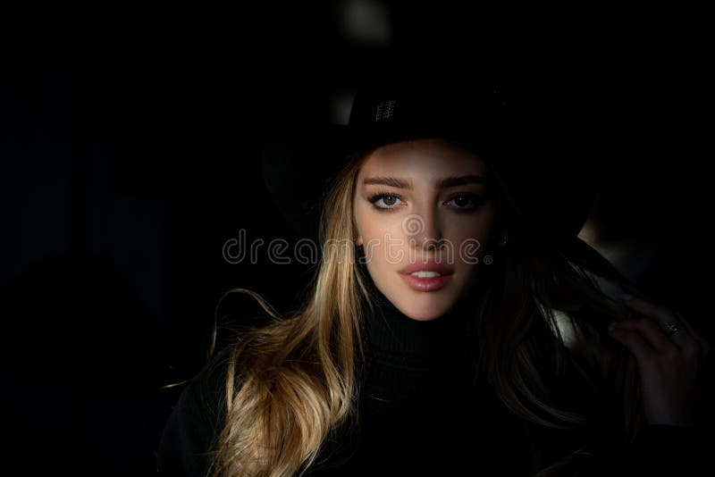 Glamor Woman Portrait Dark Beautiful Face Female Isolated On Black