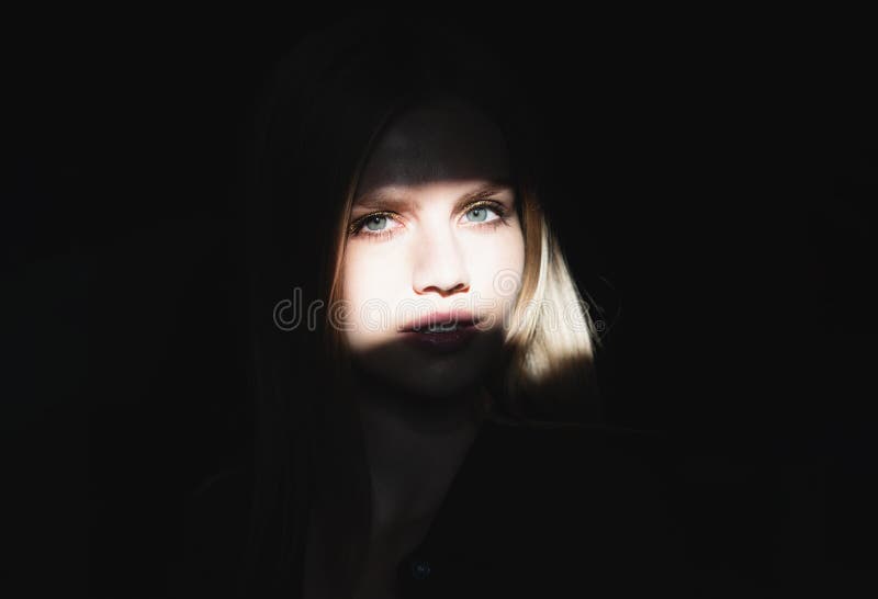 Glamor Woman Portrait Dark Beautiful Face Female Isolated On Black