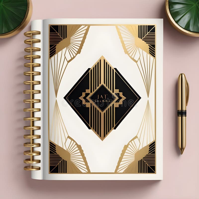 Glamorous Art Deco Notebook Stock Illustration - Illustration of circle ...