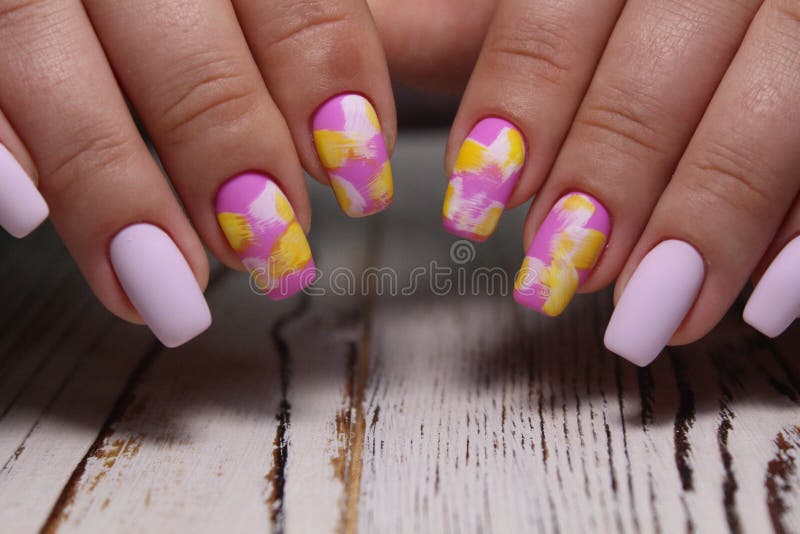 Glamorous Beautiful Manicure on a Trendy Texture Stock Photo - Image of ...