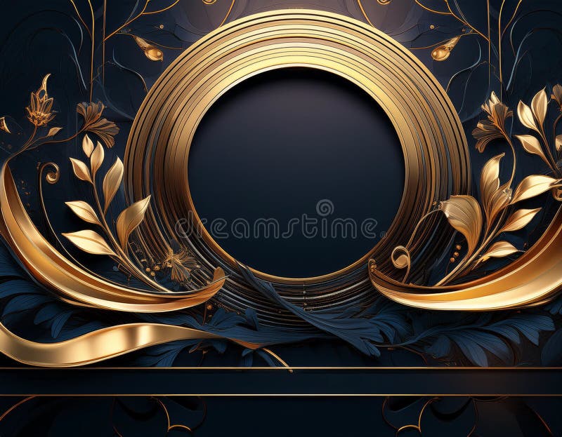 Glamorous 3D Background with Golden Elements and Elegant Dark Backdrop ...