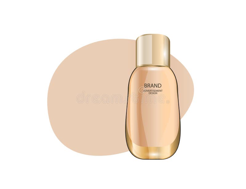 Glamorous Foundation Glass Bottle Mock-up 3D Realistic Vector ...