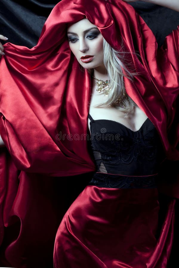 Attractive Blonde Woman in Fantasy Costume of Dark Queen Stock Photo ...
