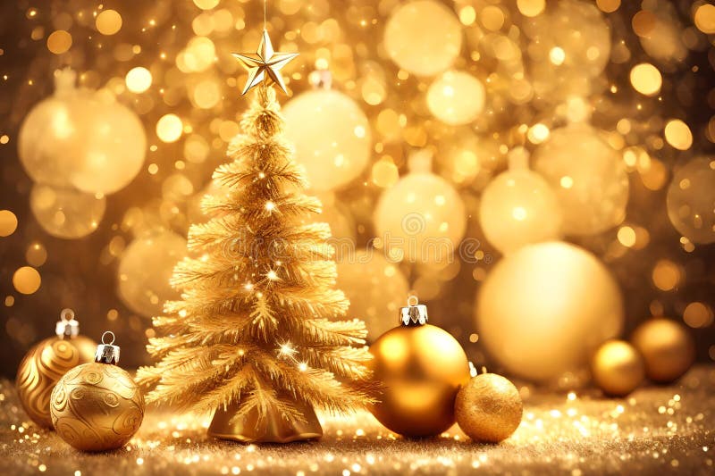A Glamorous Gold Christmas Background Featuring Beautifully De-focused ...