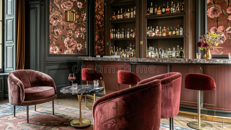 Glamorous Hotel Cocktail Bar with Sophisticated Atmosphere Stock ...