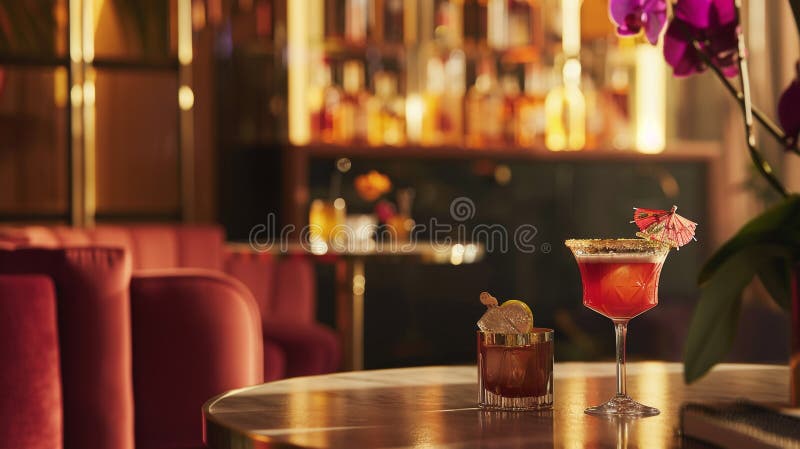 Glamorous Hotel Cocktail Bar with Sophisticated Atmosphere Stock ...