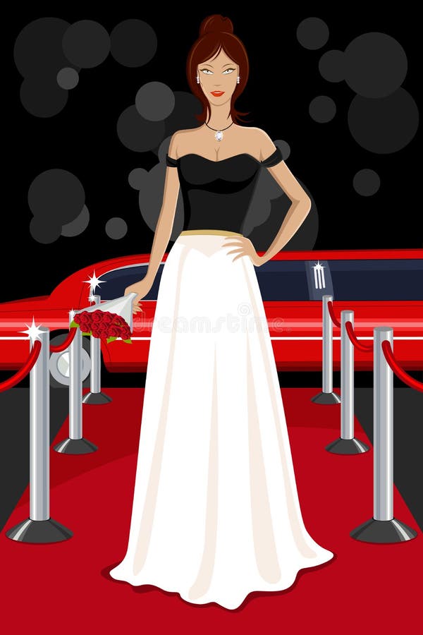 Glamorous Lady Glass Champagne Cartoon Stock Illustration ...