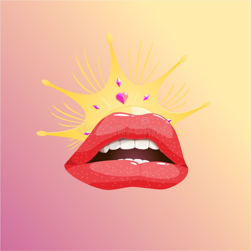Glamorous Glossy Shining Female Lips in Red Color Stock Illustration ...