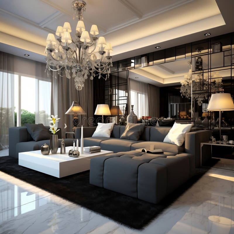 Glamorous Modern Interior Design a Touch of Elegance. AI Stock ...