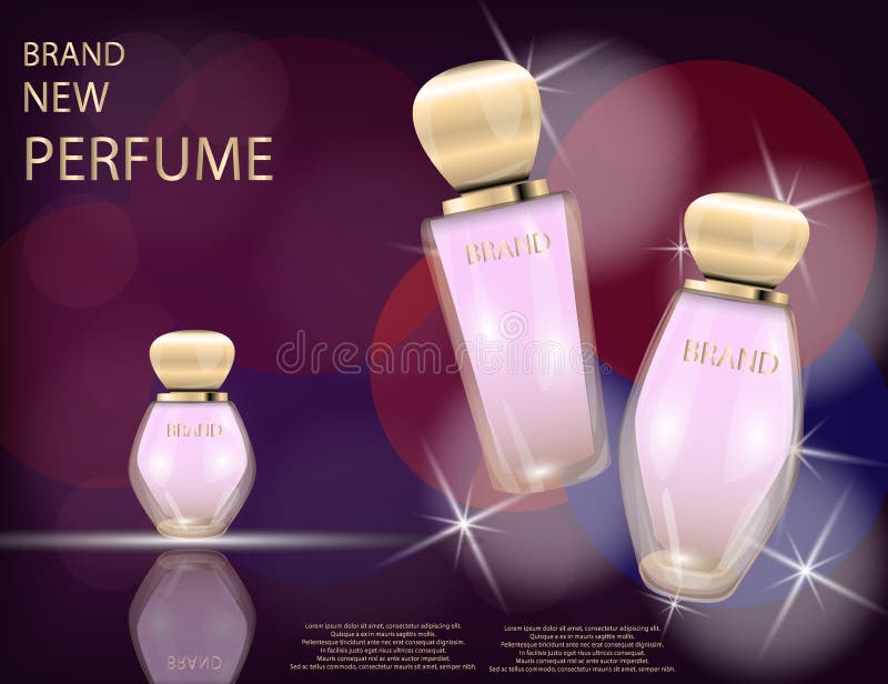 Glamorous Perfume Glass Bottles on the Sparkling Effects Backgr Stock ...