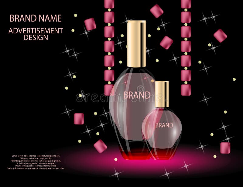 Glamorous Perfume Glass Bottles on the Sparkling Effects Stock Vector ...