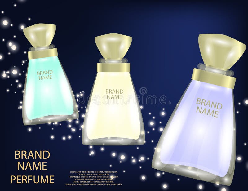 Glamorous Perfume Glass Bottles on the Sparkling Effects Background ...