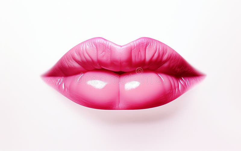 Glamorous Pink Lips on a White Background. Generative by Ai Stock ...