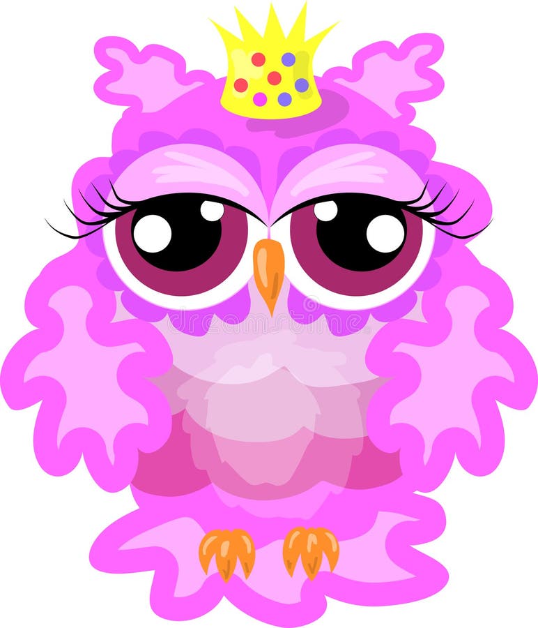 Glamorous Pink Owl-princess with Crown, Pattern with Stock Illustration ...