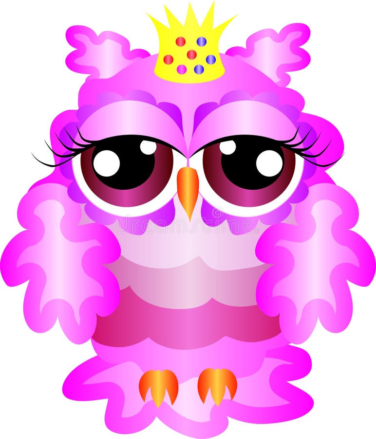 Glamorous Pink Owl-princess with Crown, Pattern with Stock Illustration ...