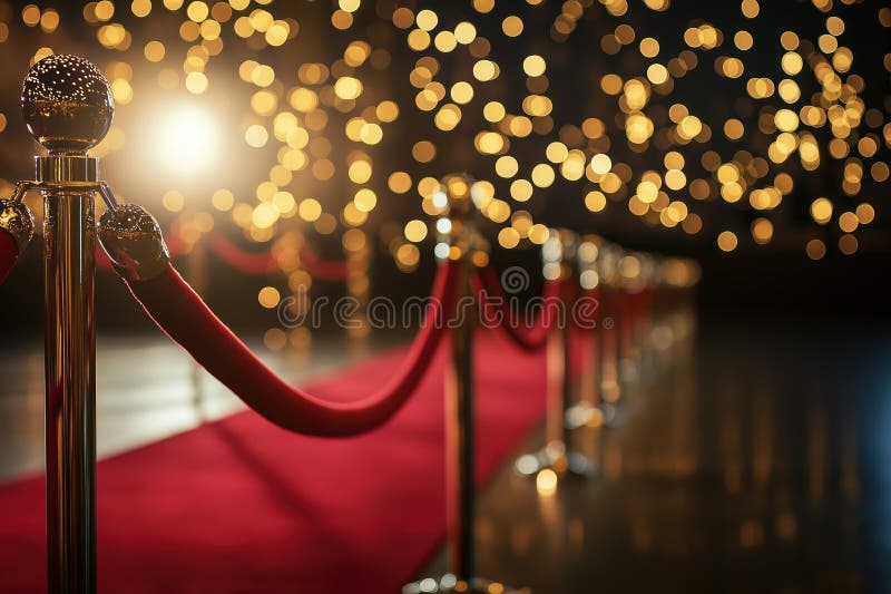Glamorous Red Carpet with Golden Bokeh Lights in Luxury Event Setting ...