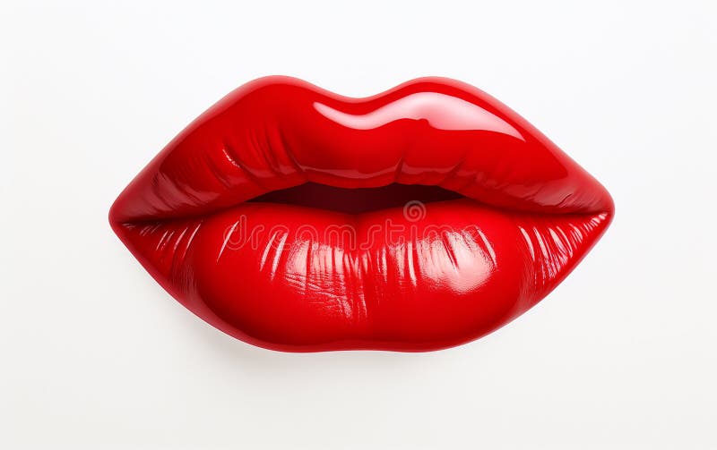 Glamorous Red Lips on a White Background. Generative by Ai Stock ...