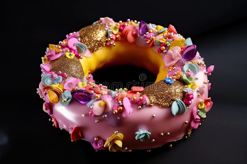 Glamorous Ring Cake Decorated with Colorful and Glitzy Decorations ...