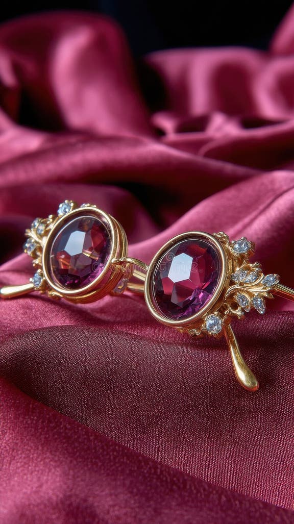 Glamorous Spectacles Featuring Large Ruby Lenses Resting on Rich ...