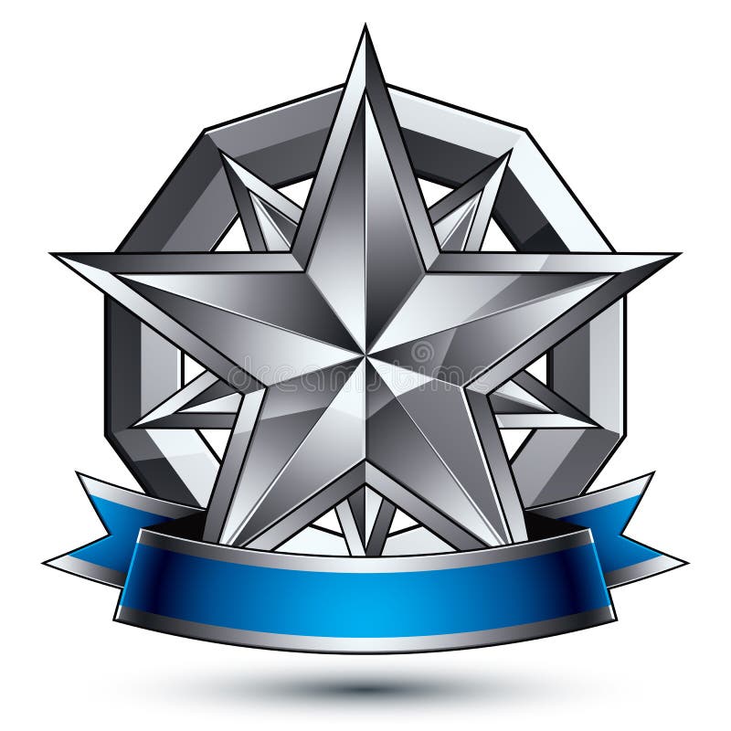 Glamorous Vector Template With Pentagonal Silvery Star Symbol B Stock