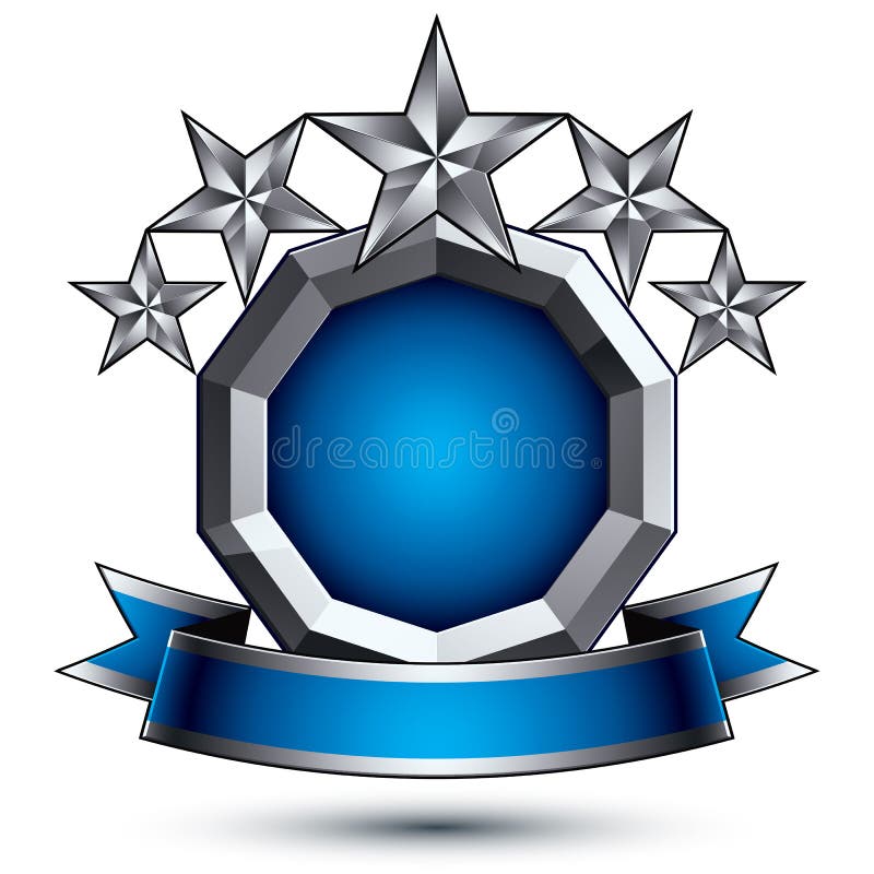 Glamorous Vector Template With Pentagonal Silvery Star Symbol B Stock