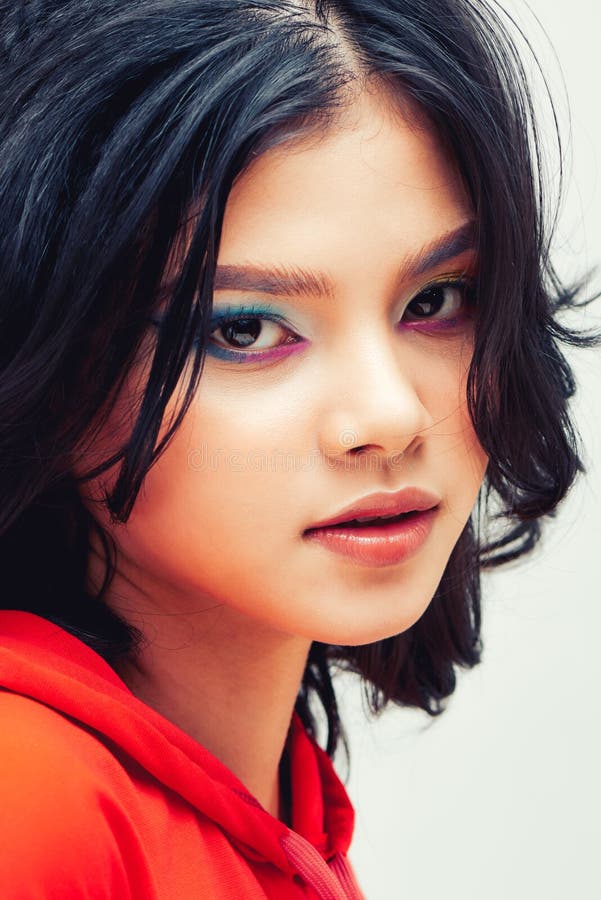 Glamour Fashion Model with Bright Make-up, at Studio Stock Image ...