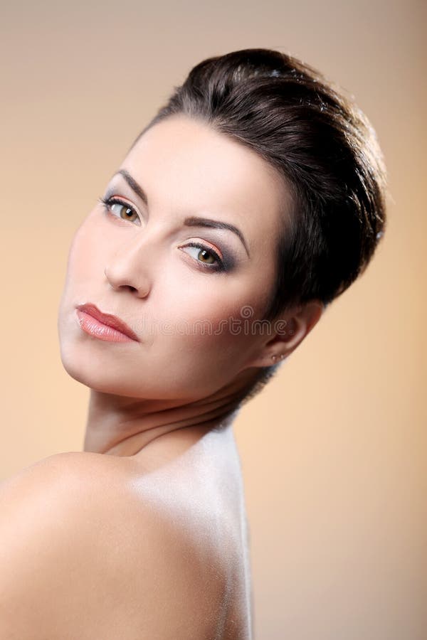 Glamour and Gorgeous Brunette Showing Her Body Stock Image - Image of ...