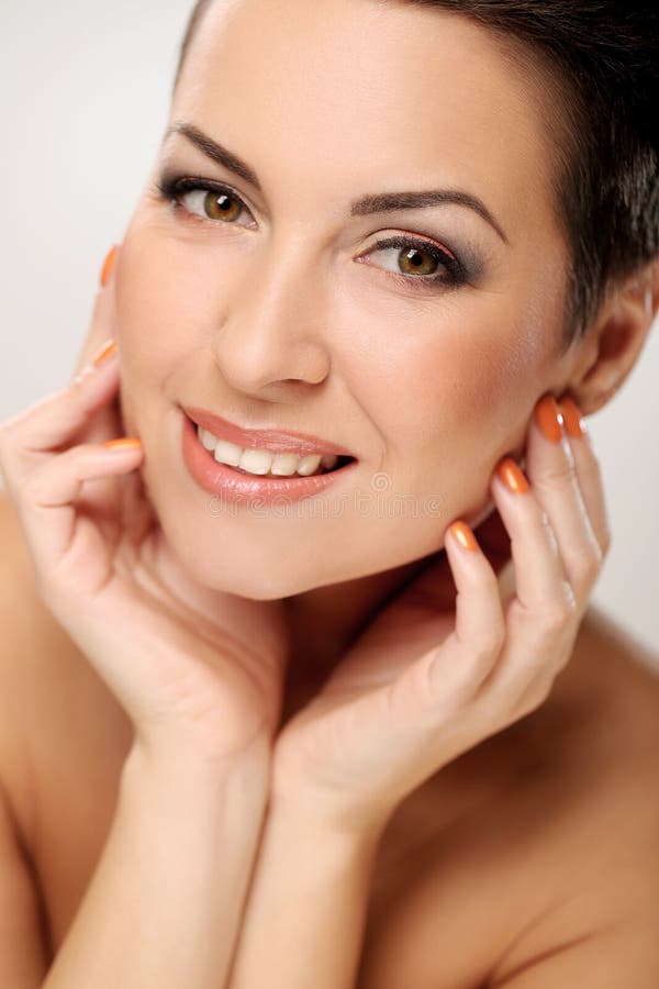 Glamour and Gorgeous Brunette Showing Her Body Stock Photo - Image of ...