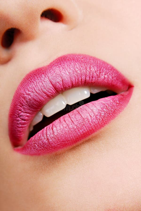 Glamour Lip with Rose Lipstick Stock Photo - Image of attractive ...