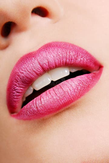 Glamour Lip with Rose Lipstick Stock Photo - Image of attractive ...