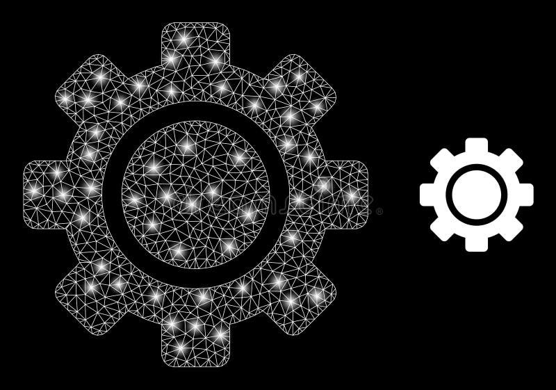 Polygonal Network Mesh Gear with Magic Stock Vector - Illustration of ...