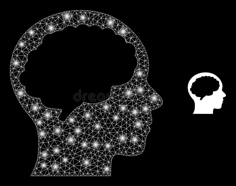Polygonal 2D Mesh Head Brain with Magic Stock Vector - Illustration of ...