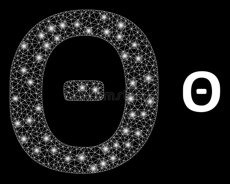 Polygonal 2D Mesh Theta Greek Symbol with Light Spots Stock Vector ...
