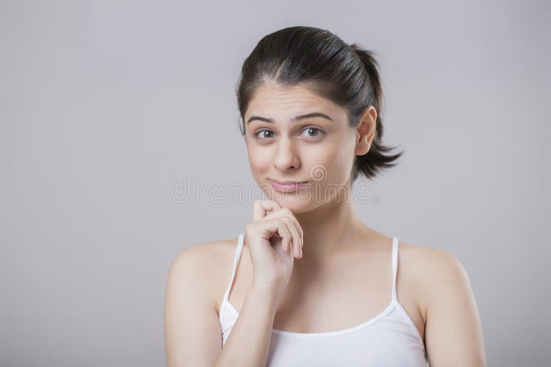 Glamour Model Thinking Something and Giving Thoughtful Expression Stock ...