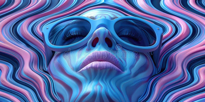 A Glamour Portrait Featuring a Subject with Blue Tones and Stylized ...