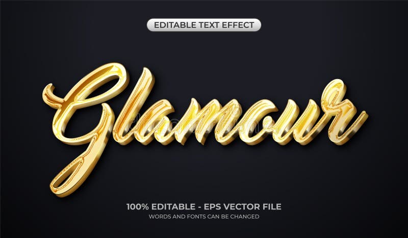 Glamour Text Effect. Editable Shiny Gold Text Effect Stock Vector ...