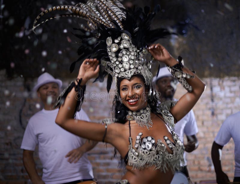 Glamourous Dancing Queen. a Beautiful Samba Dancer Performing in a ...