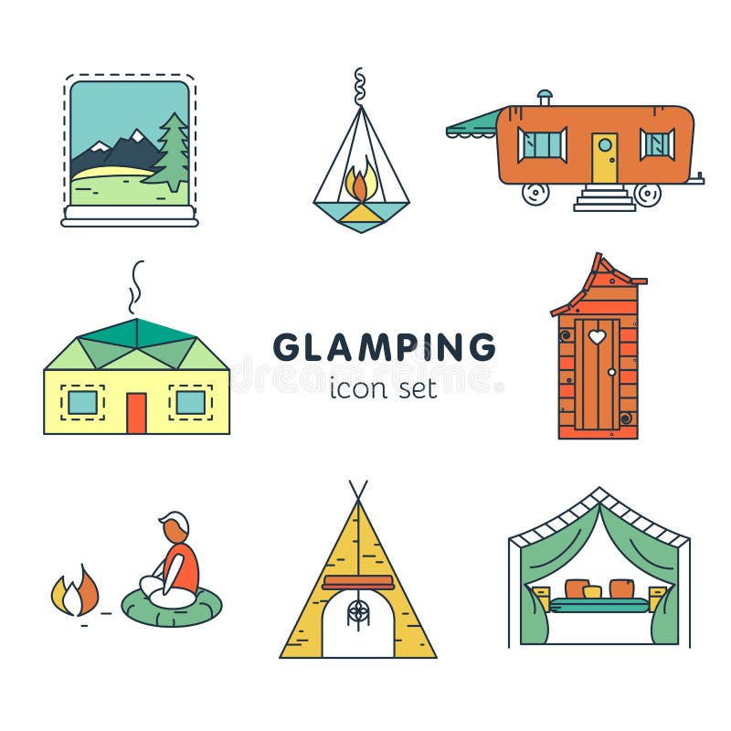 Glamping RV Camper Illustration Stock Illustration - Illustration of ...