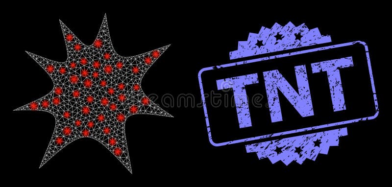 Rubber TNT Stamp and Bright Web Mesh Boom Splash with Light Spots Stock ...