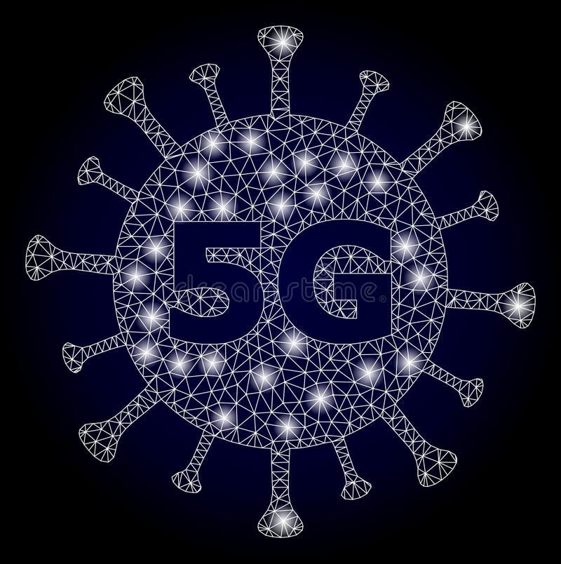 Bright Polygonal Network 5G Virus with Lightspots Stock Vector ...