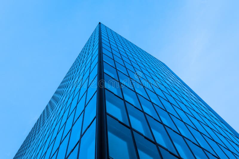 Blue Tinted Night Shot of the Glas Front of an Office Building Stock ...
