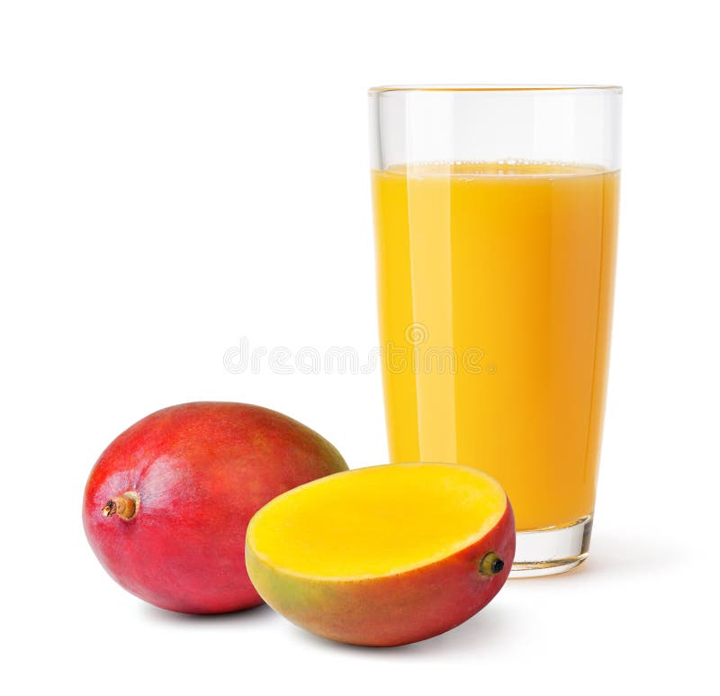 Glas Van Mango Juice Met Verse Moerasmoes Op Houten Tafel Stock Foto ...