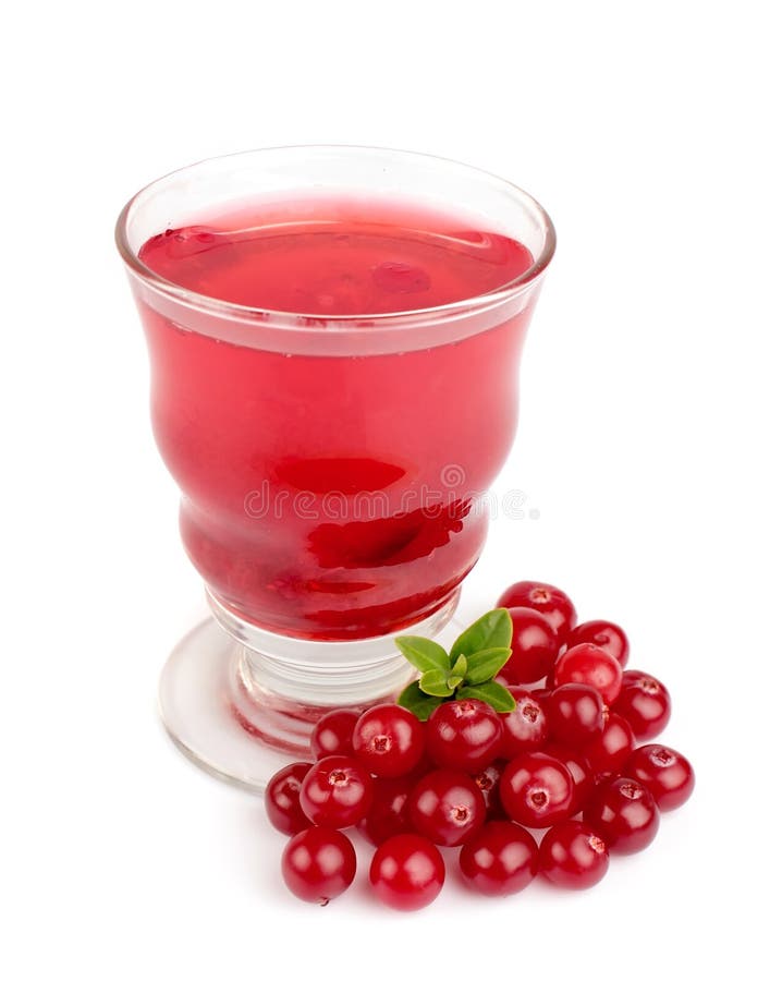 Roter Preiselbeersaft in Einem Glas, Moosbeeren Im Blauen Lehm Beugen ...
