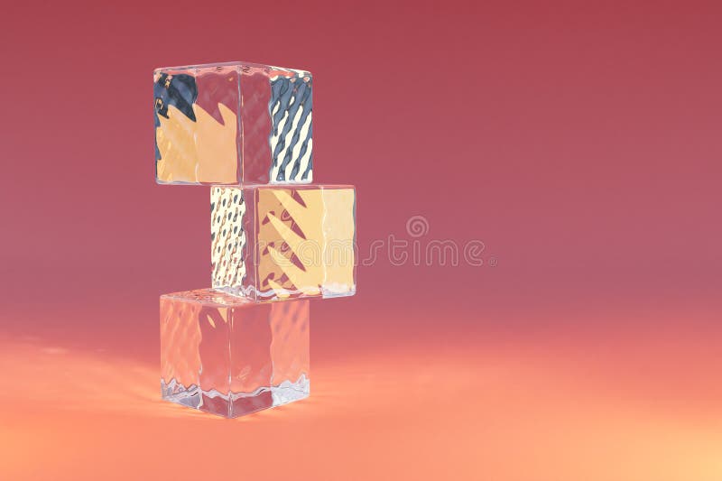 Glas Stack of Three Cubes on Infinite Background Pedestal for Beauty ...